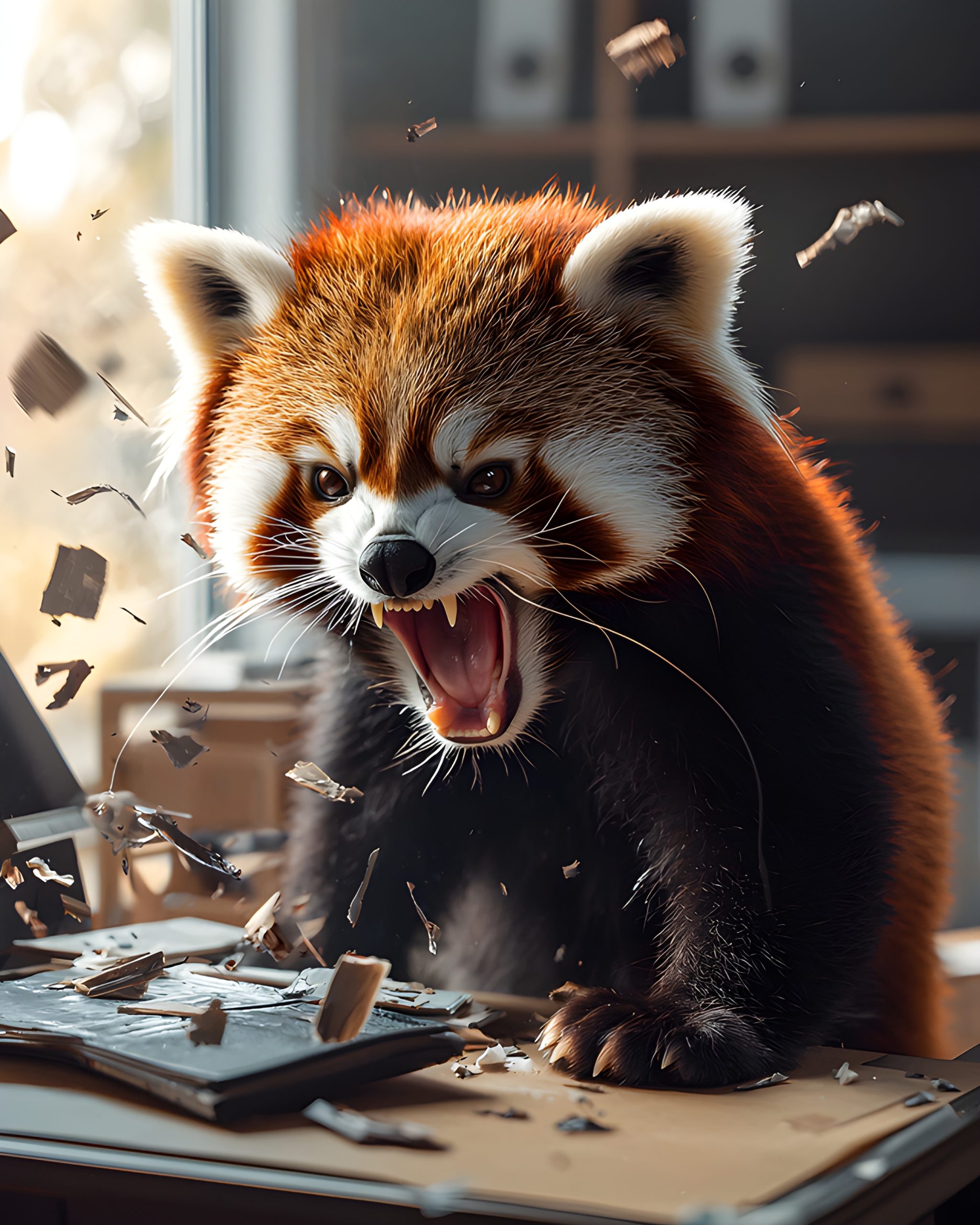 Angry Red Panda Desk Rage - Impossible Images - Unique stock images for ...