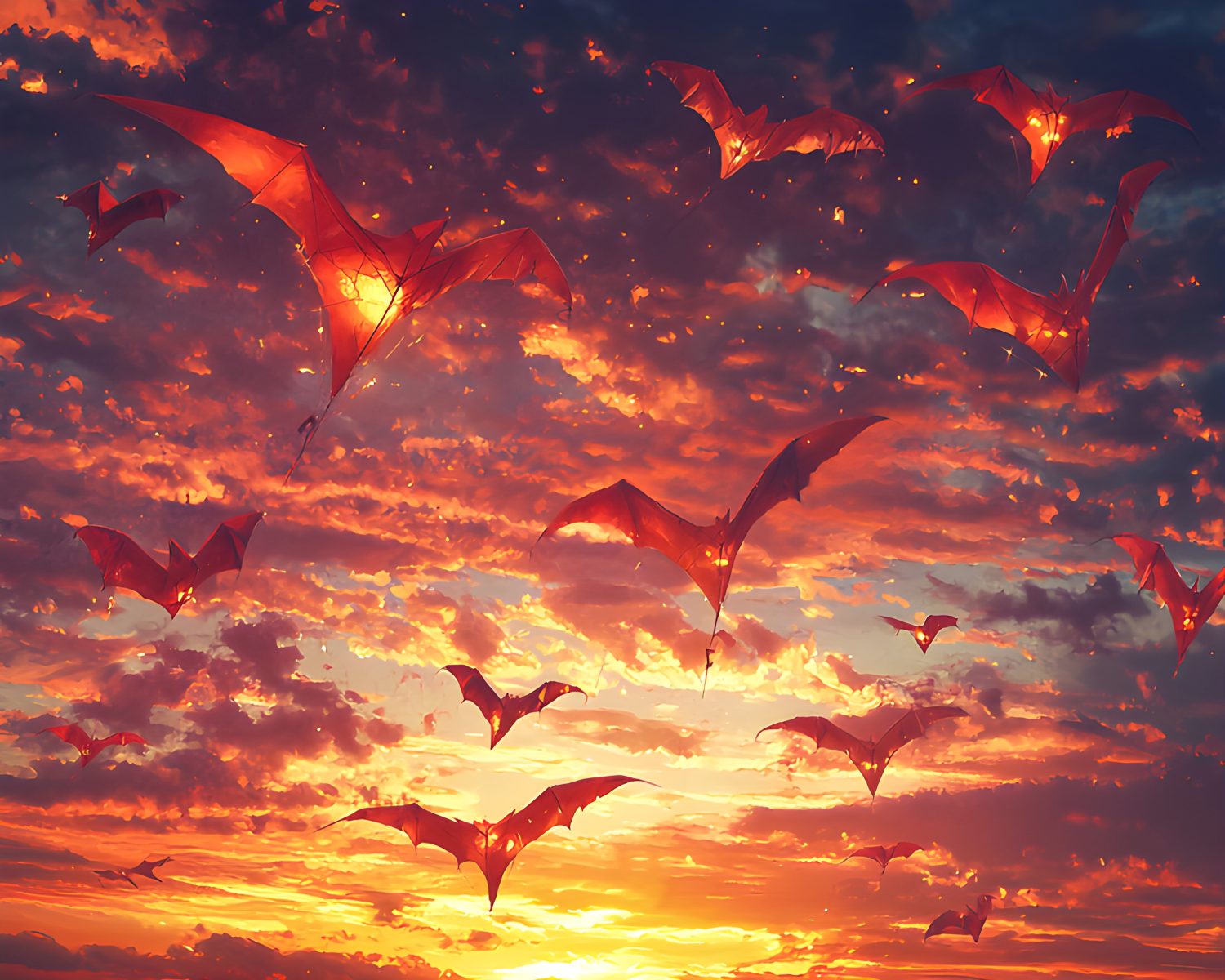 Crimson Bats at Sunset - Impossible Images - Unique stock images for ...