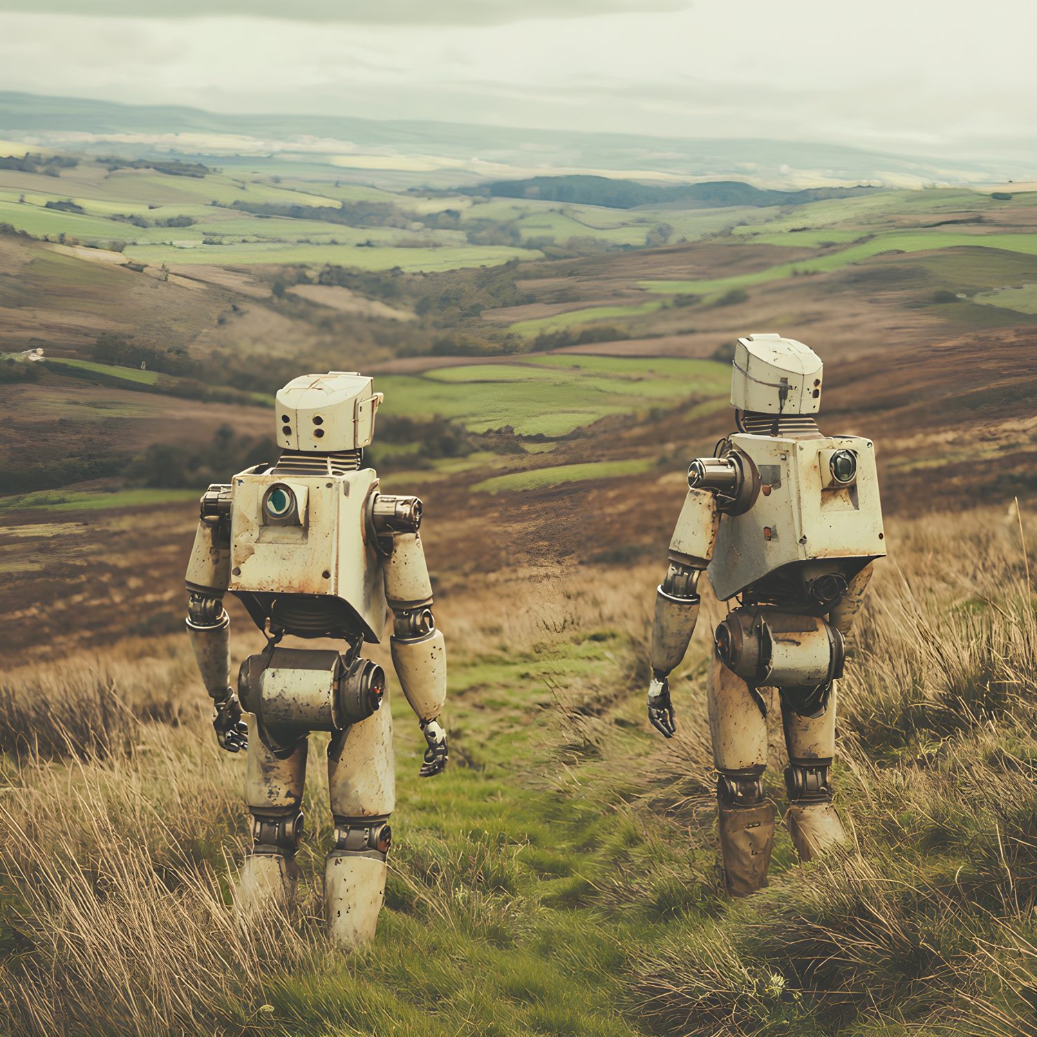 Robots Exploring Rural Landscape - Impossible Images - Unique stock ...