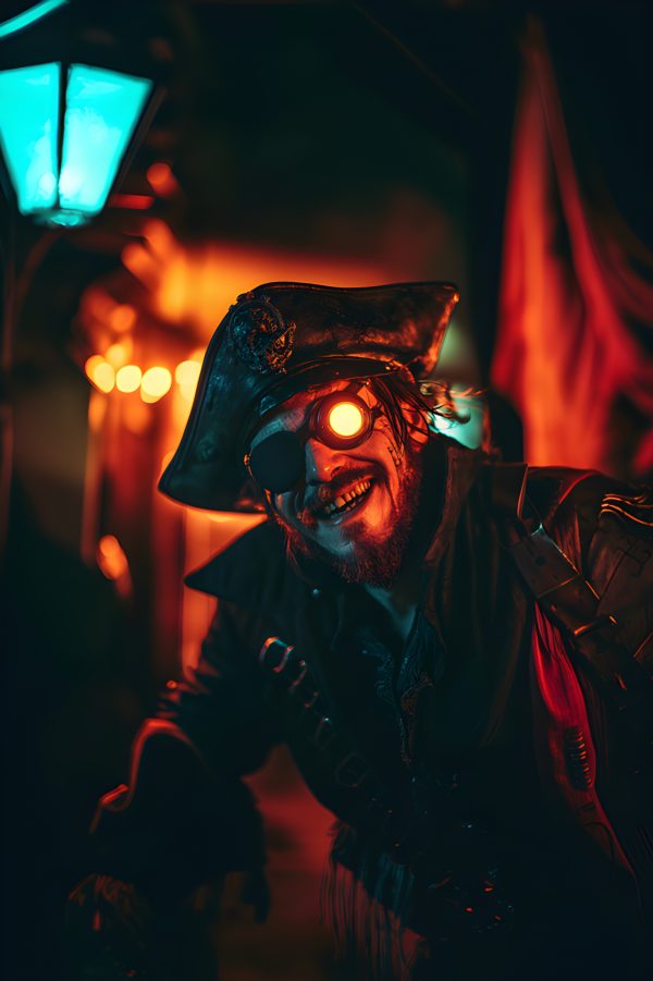 Cyberpunk Pirate Captain's Grin - Impossible Images - Unique stock ...
