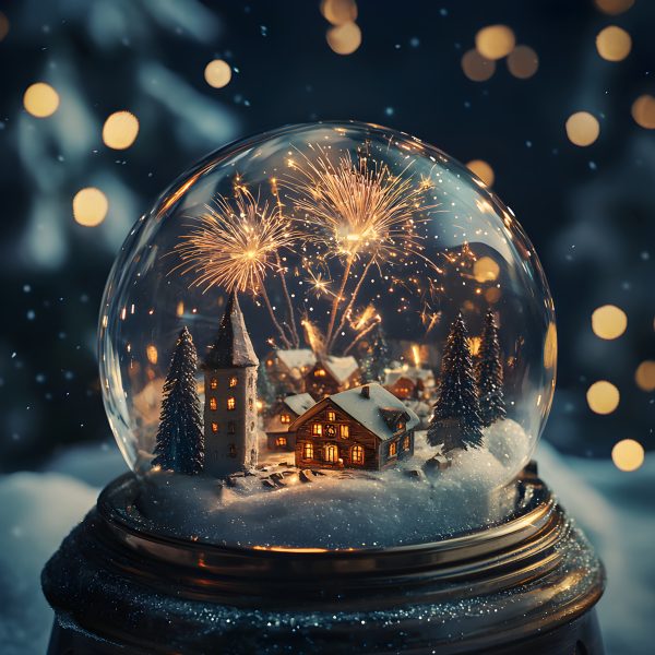 Snow Globe Fireworks Village Scene - Impossible Images - Unique stock ...