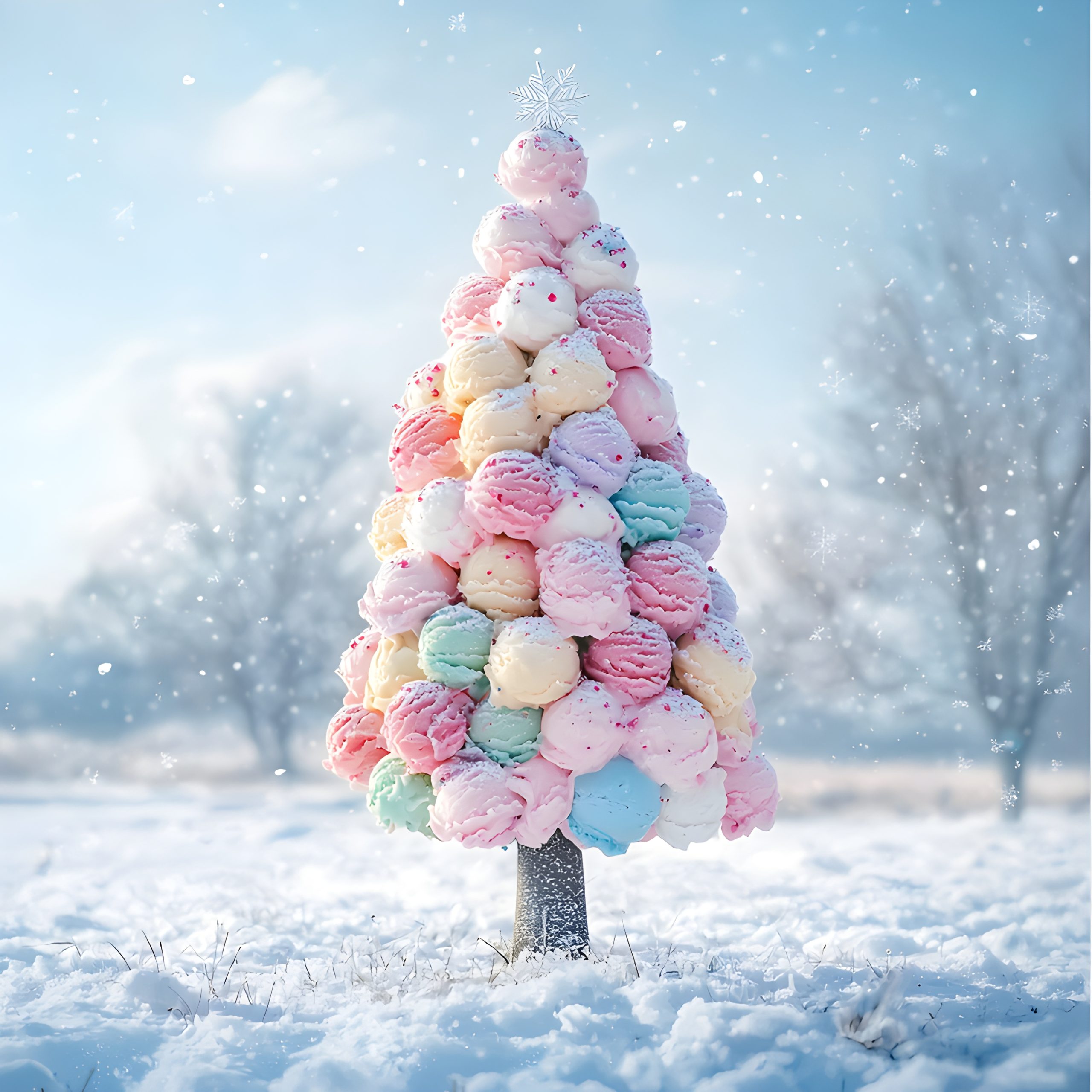 Ice Cream Christmas Tree in Snow - Impossible Images - Unique stock ...