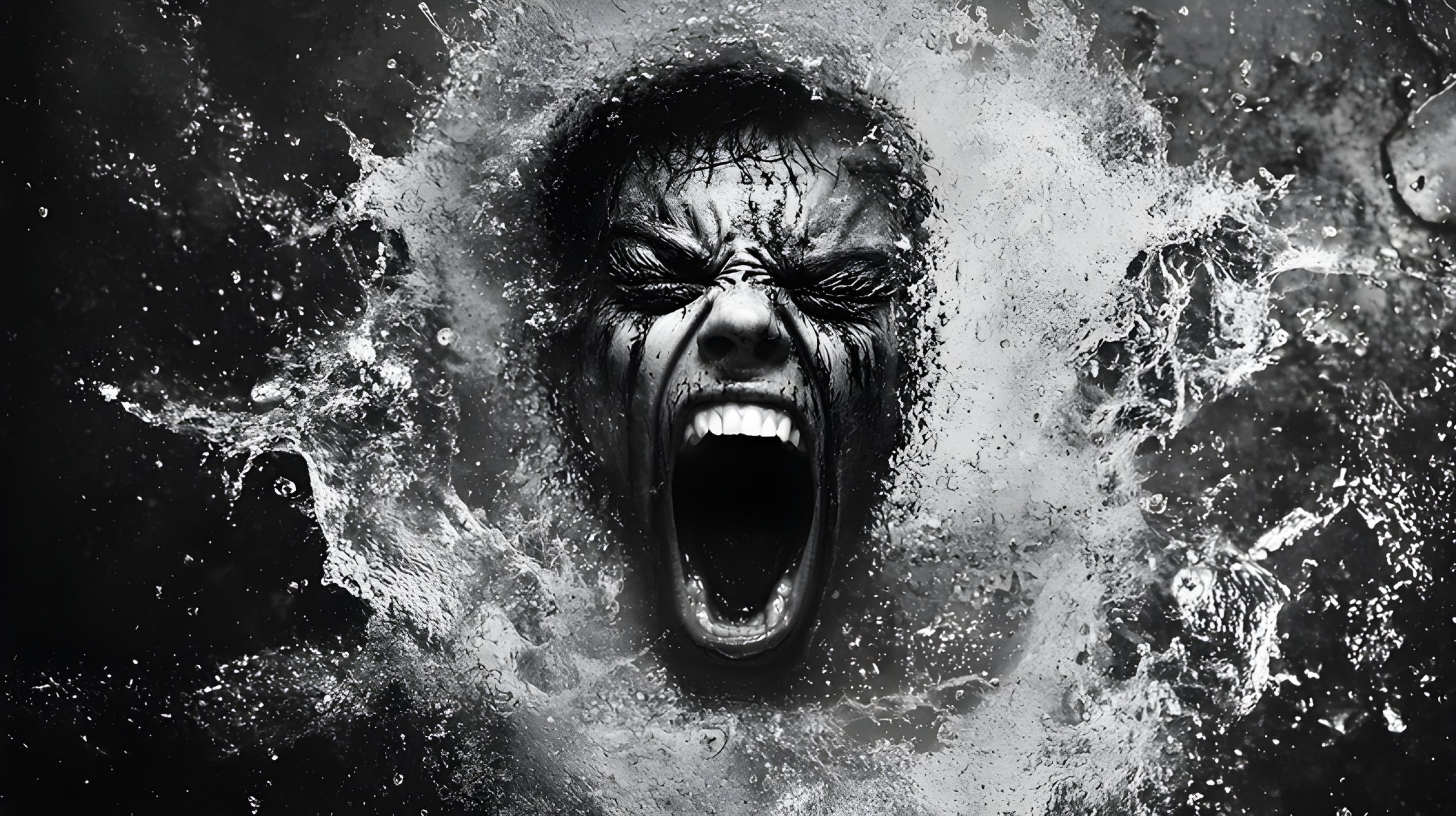 Screaming Face in Water Splashes - Impossible Images - Unique stock ...