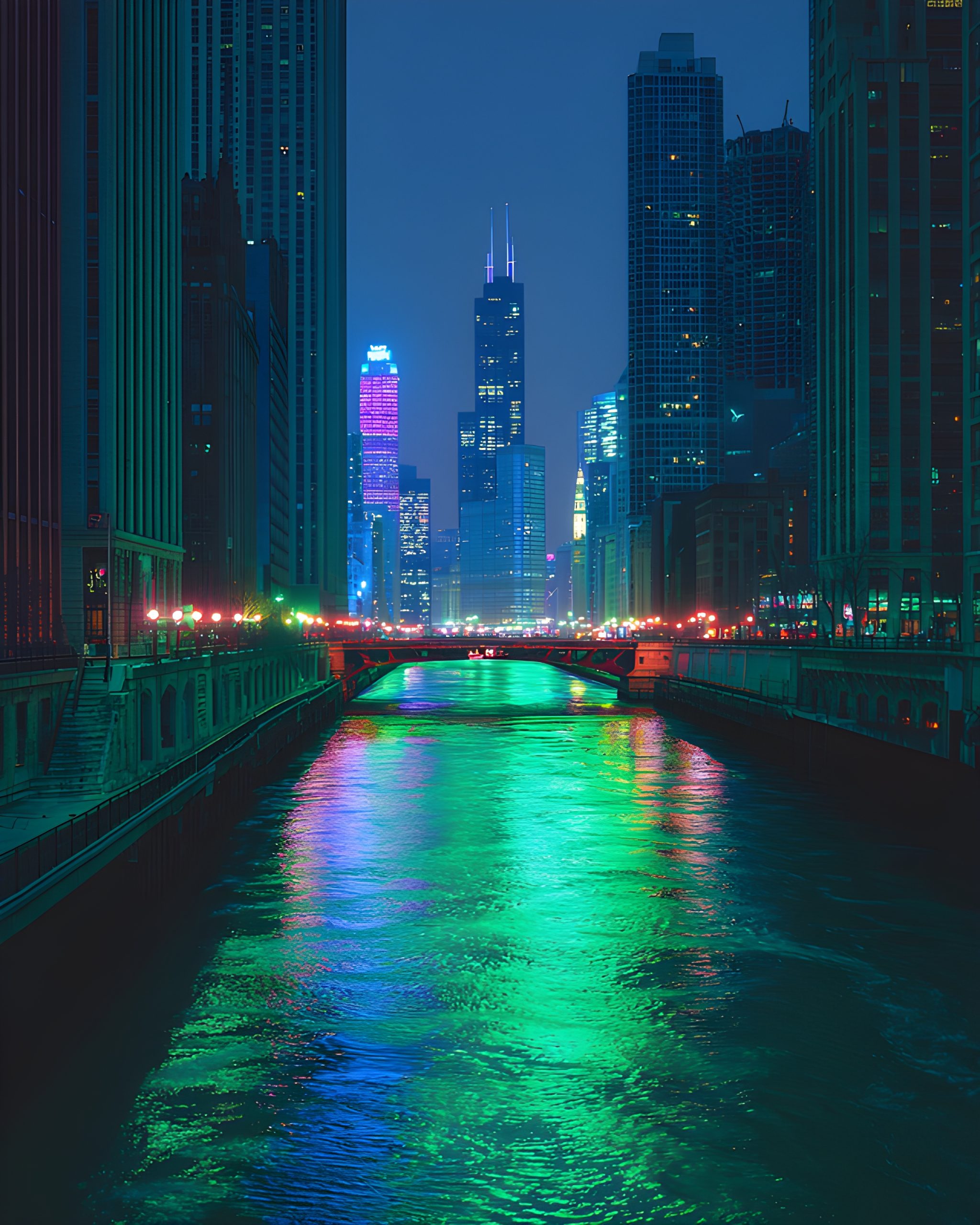Chicago River Nightscape - Impossible Images - Unique stock images for ...