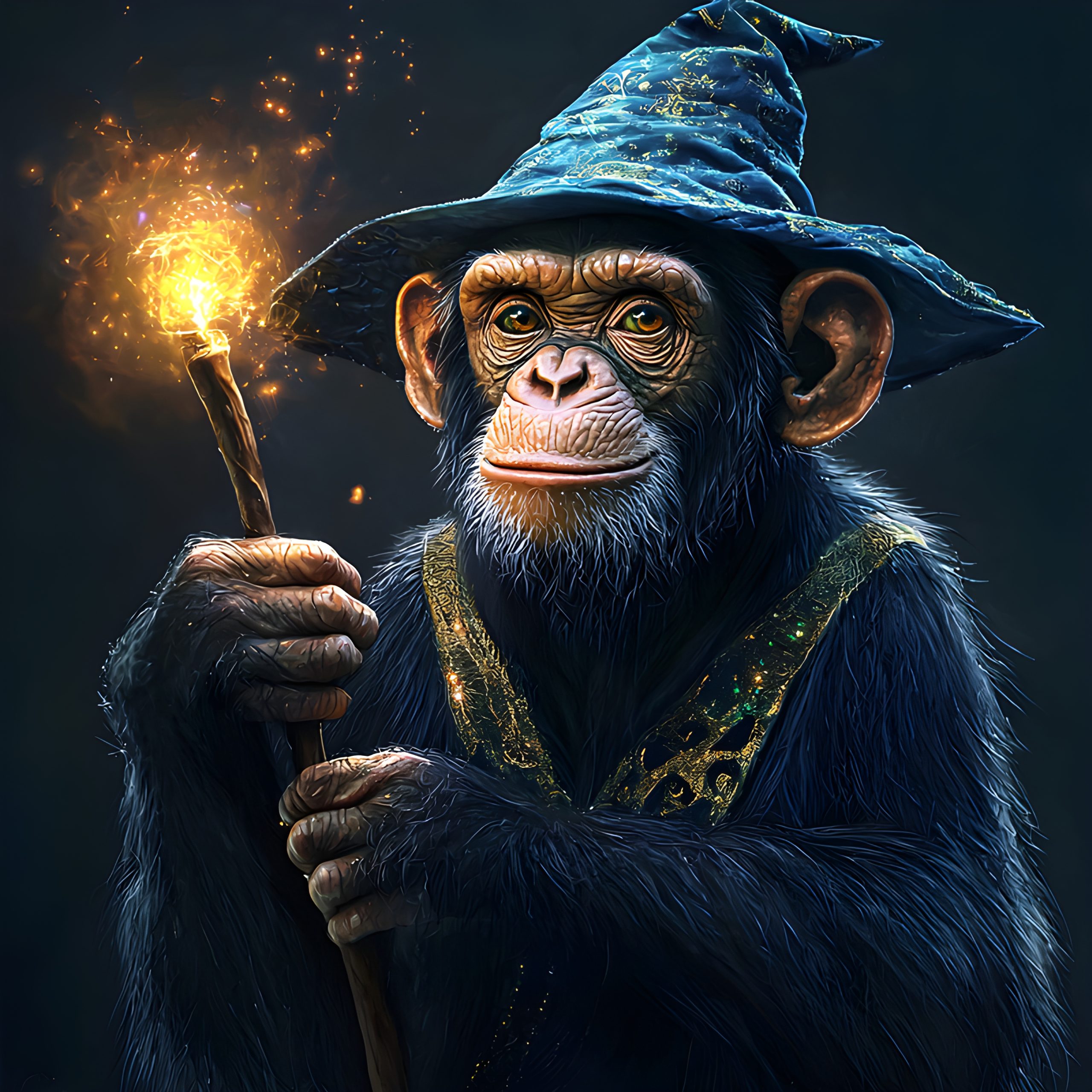 Magical Chimpanzee Wizard - Impossible Images - Unique stock images for commercial use.