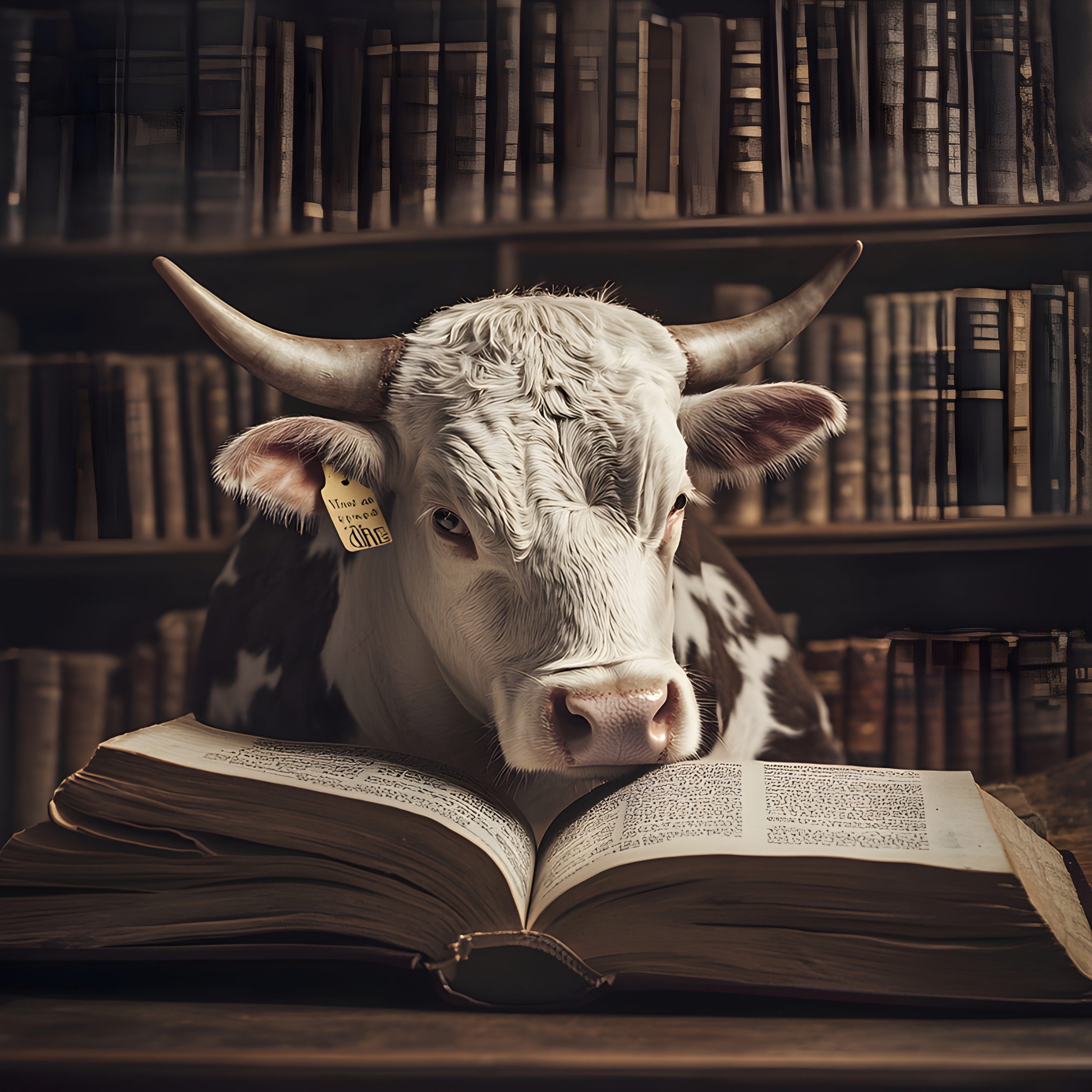 Cow Reading Ancient Books - Impossible Images - Unique stock images for ...