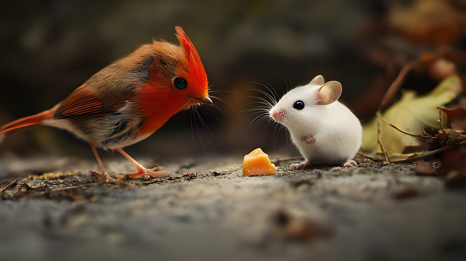 Bird and Mouse Share Cheese - Impossible Images - Unique stock images ...