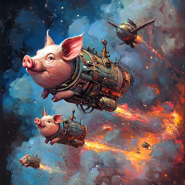 Piggy Rocket Riders in Space - Impossible Images - Unique stock images ...