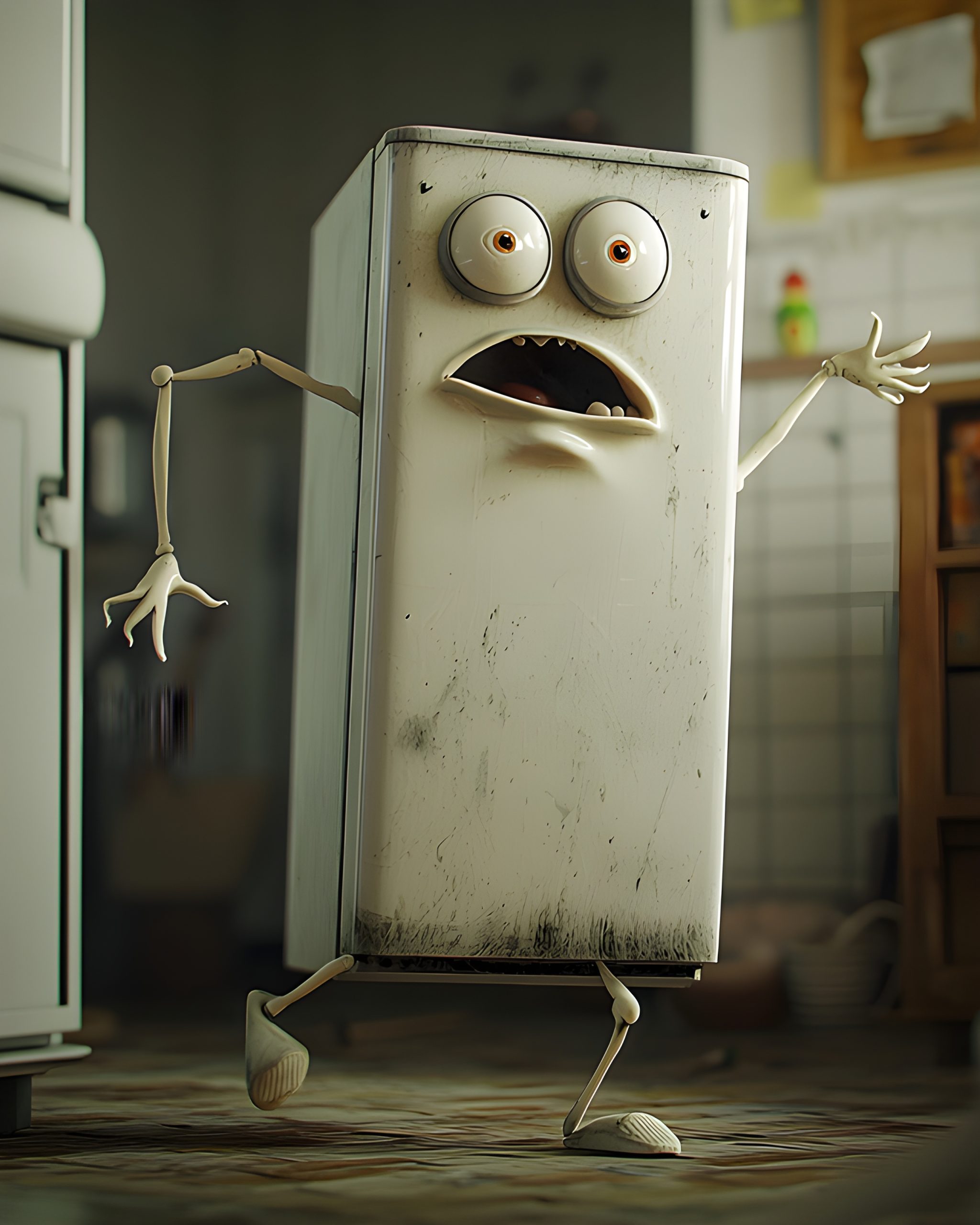 Fridge on the Run Running Refrigerator Scared Refrigerator The Runaway ...