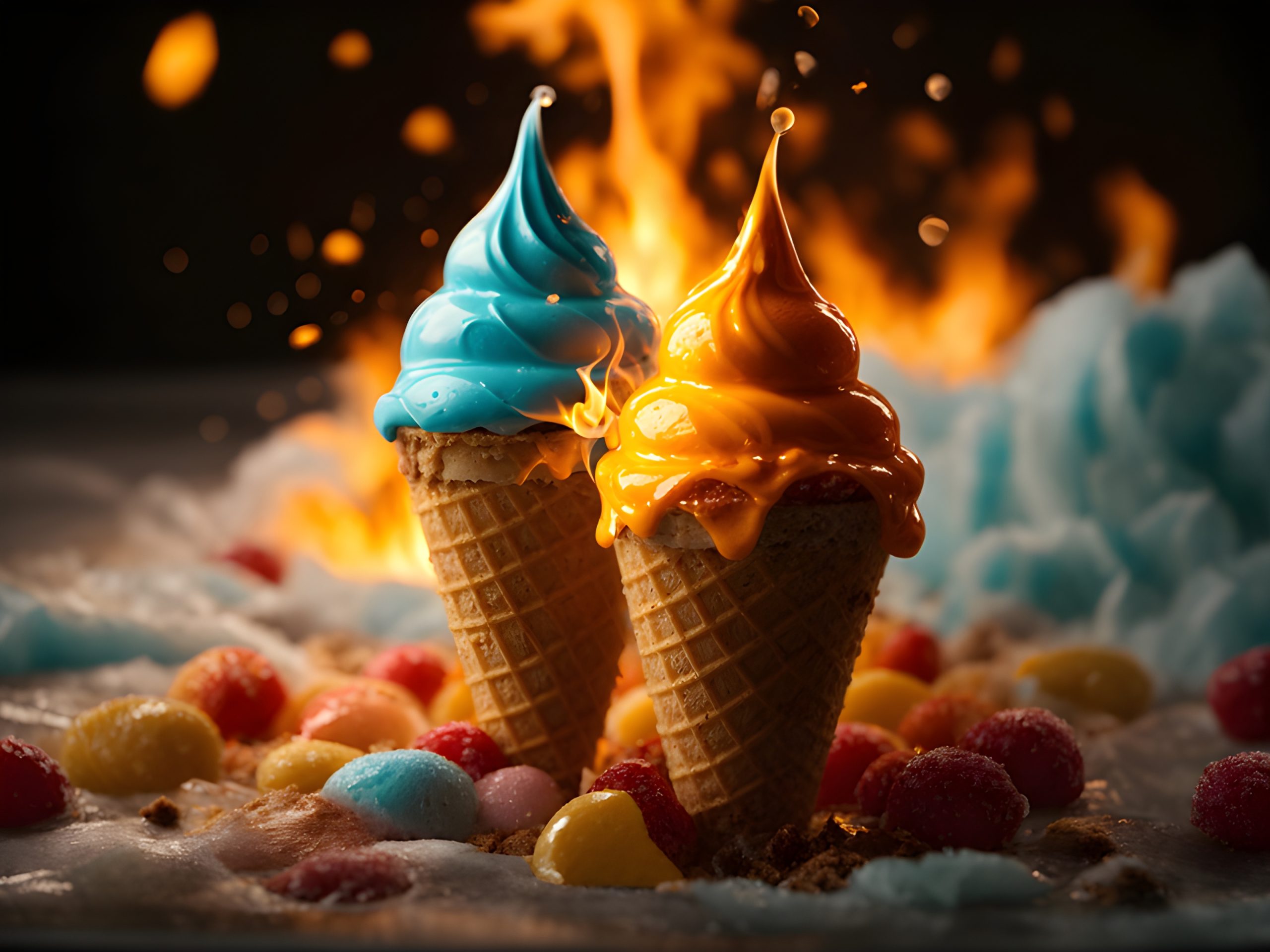 Flaming Ice Cream Cones - Impossible Images - Unique stock images for ...