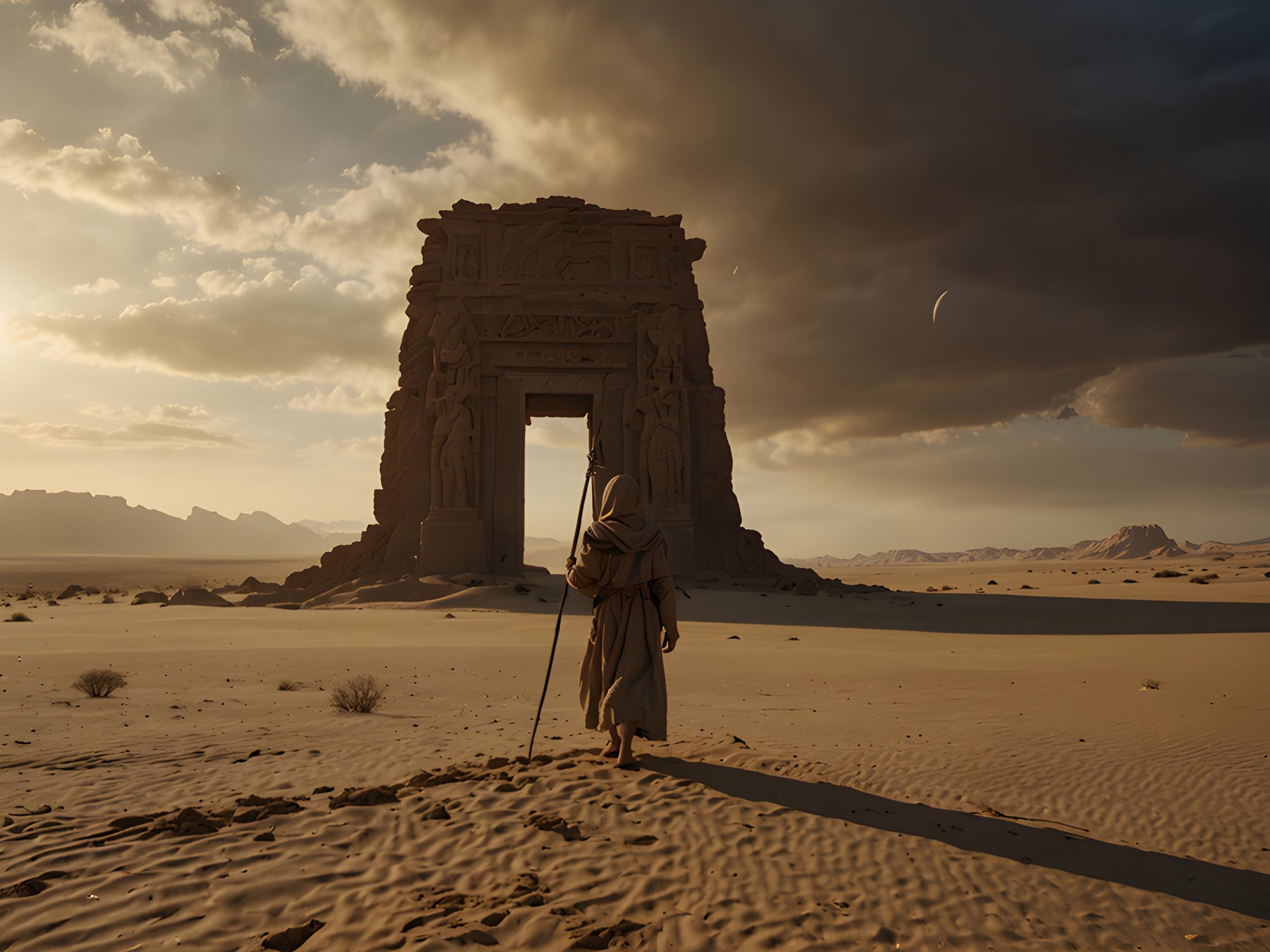 Desert Wanderer & Ancient Ruins - Impossible Images - Unique stock ...