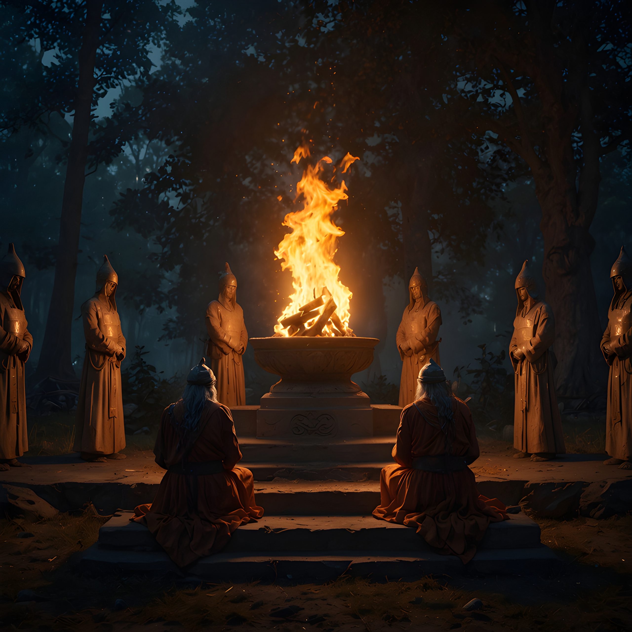 Forest Ritual Fire Ceremony - Impossible Images - Unique stock images ...