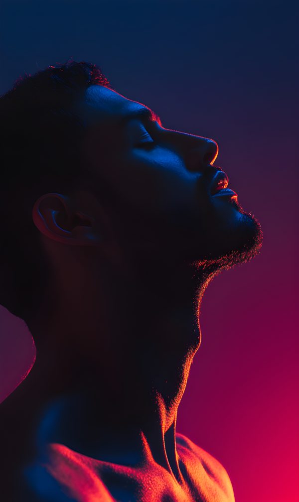 Neon Man Profile Red and Blue Portrait Man in Neon Light - Impossible ...