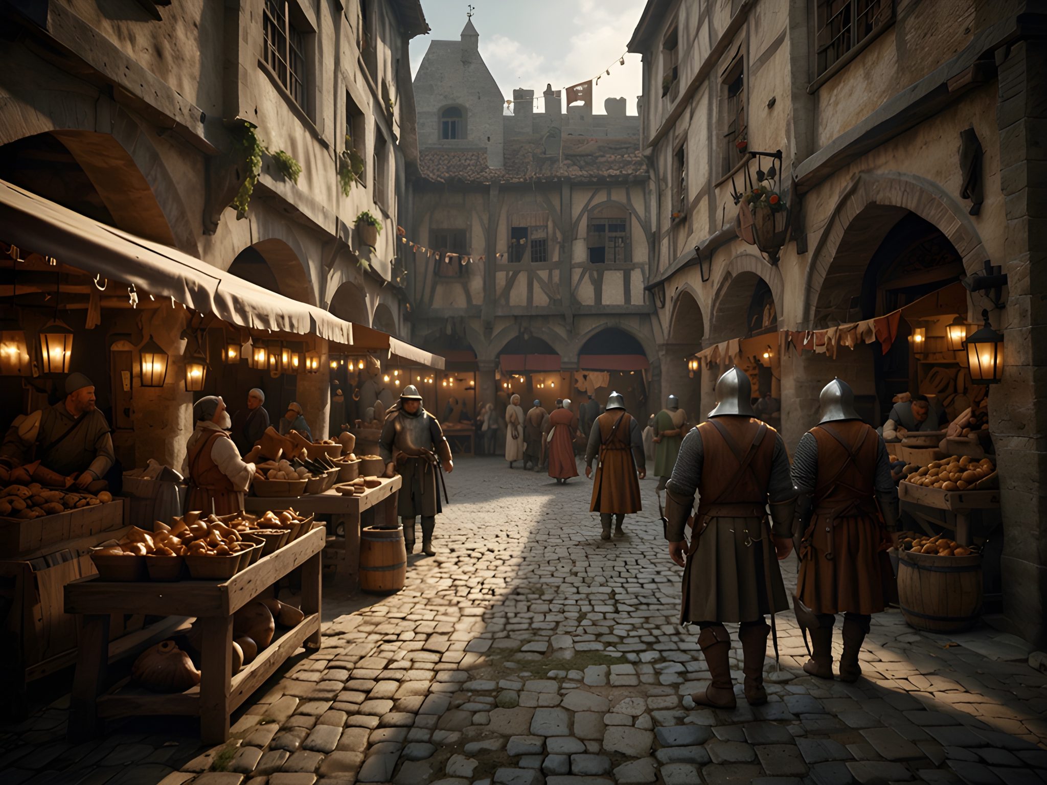 Medieval Market Street Scene - Impossible Images - Unique stock images ...