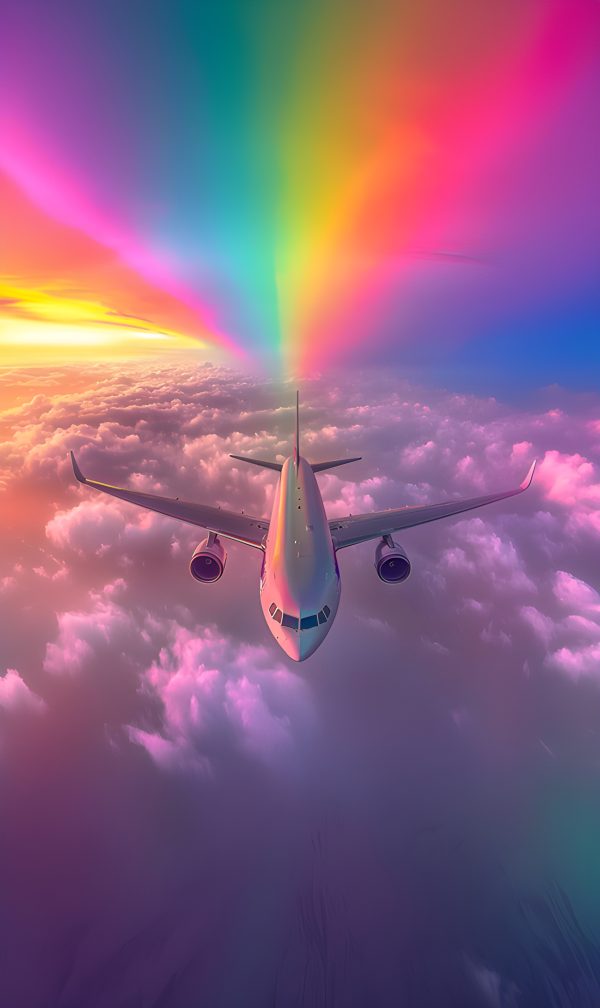 Rainbow Flight Above Clouds - Impossible Images - Unique stock images ...