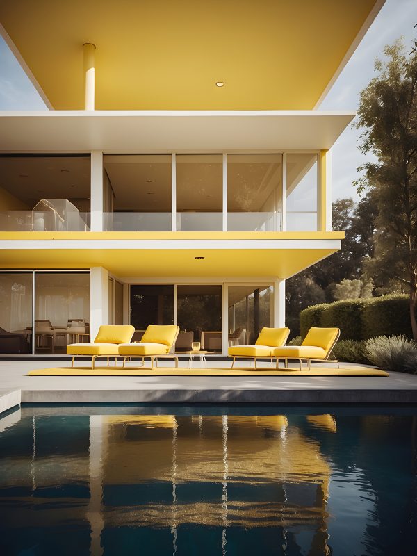 Yellow Modern House & Poolside Loungers - Impossible Images - Unique ...