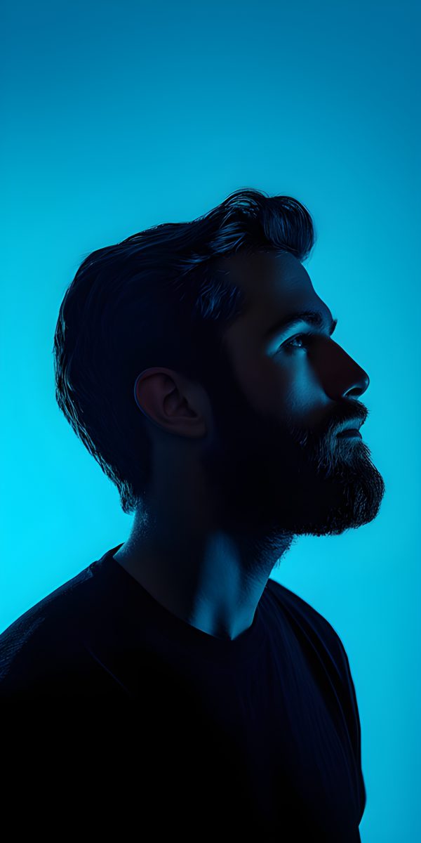 Blue Lit Man Profile - Impossible Images - Unique stock images for ...
