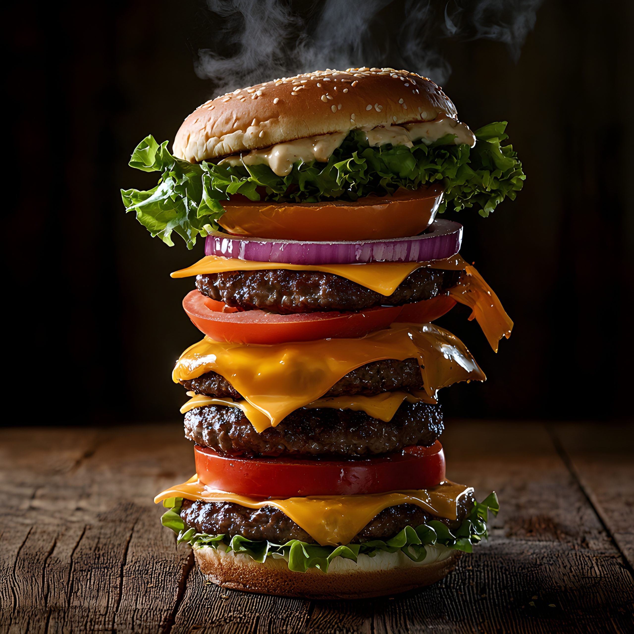 Mega Stacked Cheeseburger Delight - Impossible Images - Unique stock ...