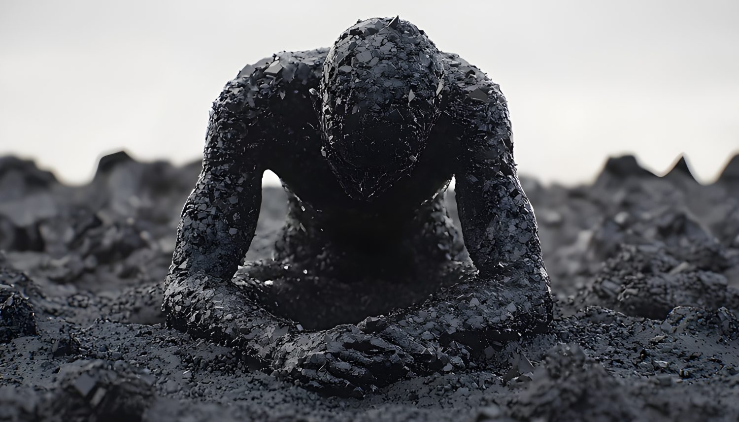 Mud-Covered Figure's Despair - Impossible Images - Unique stock images ...