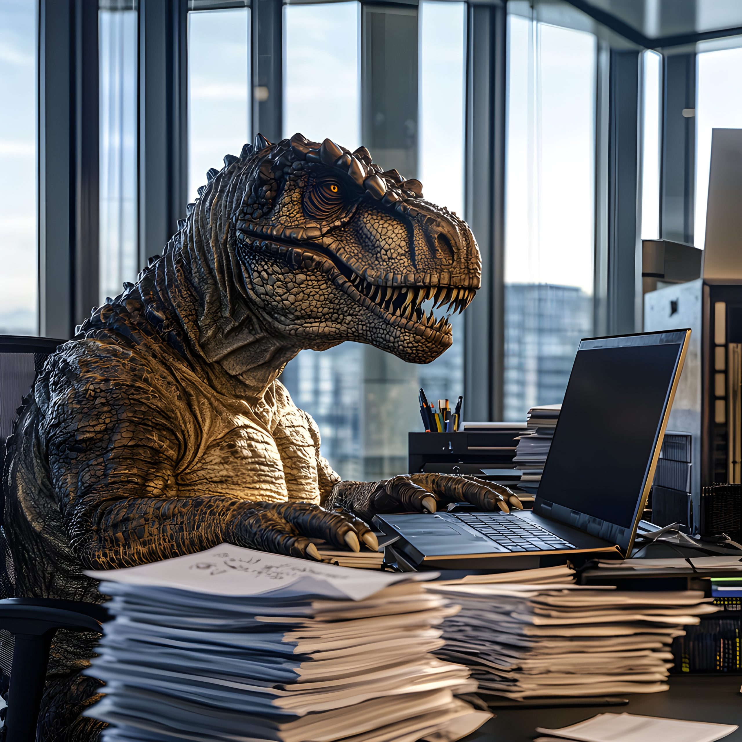 Dino Office Worker - Impossible Images - Unique stock images for ...