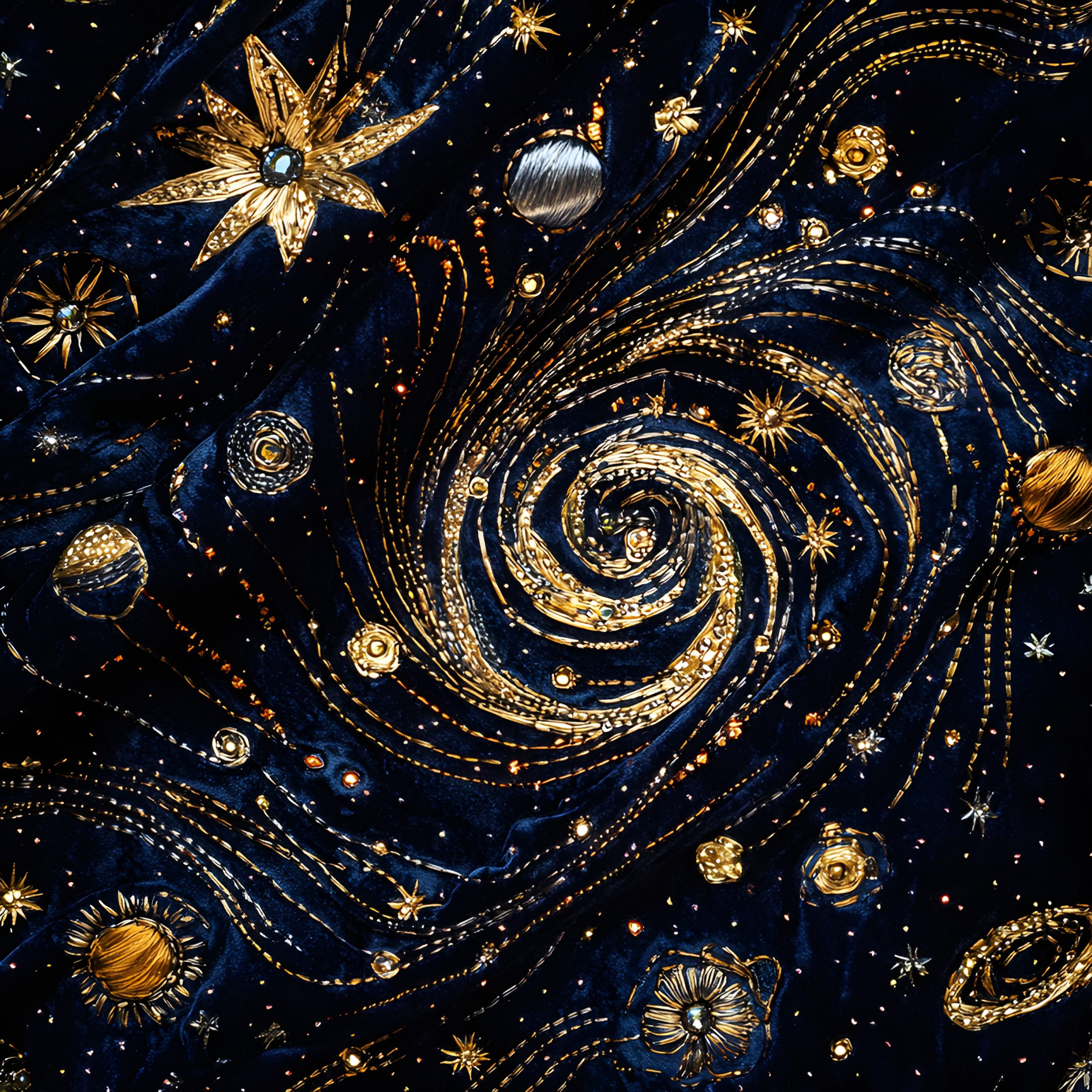 Celestial Velvet Galaxy Embroidered Fabric - Impossible Images - Unique ...