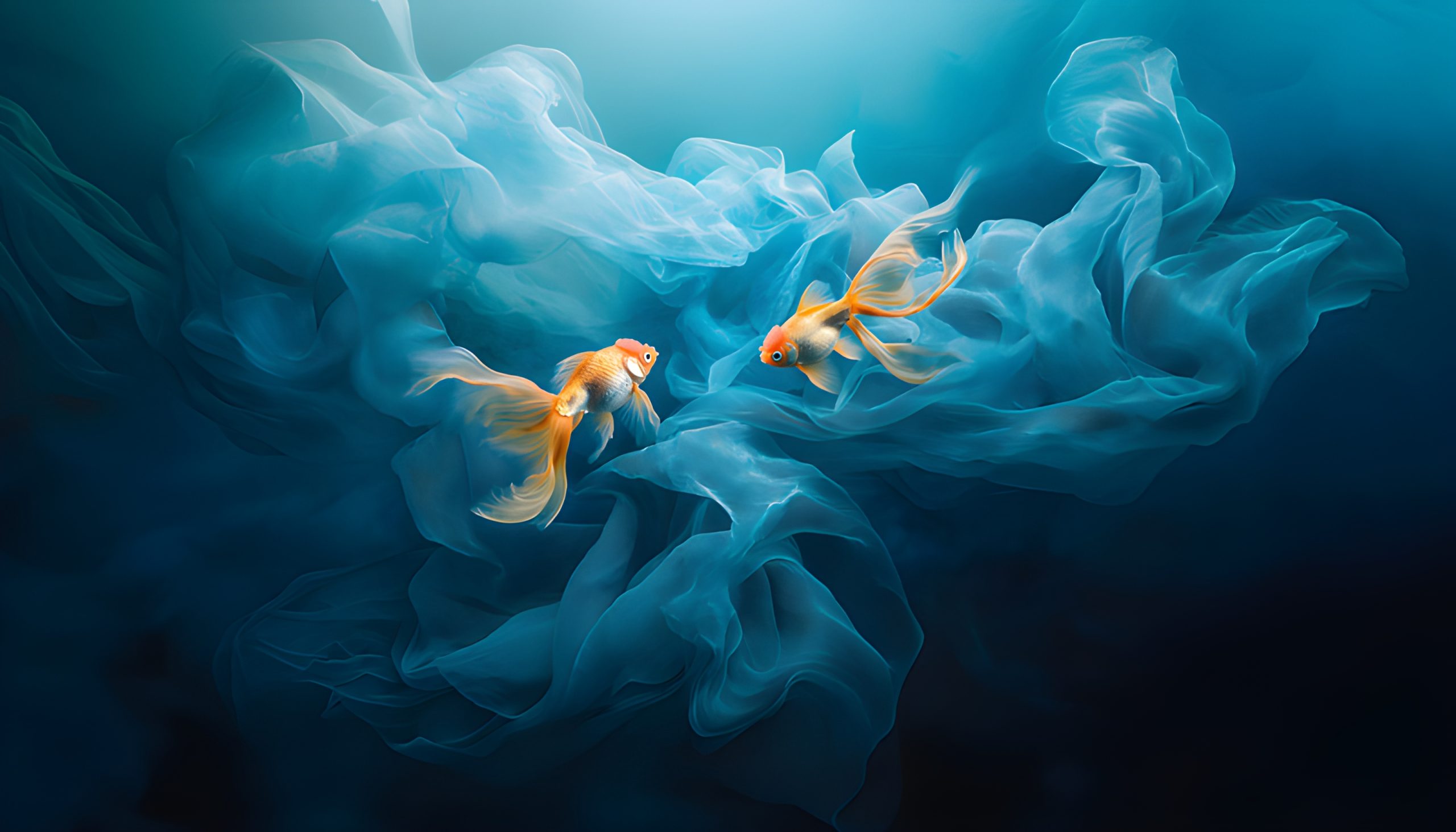 Goldfish Dance in Blue Silk - Impossible Images - Unique stock images ...