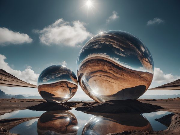 Desert Spheres Reflecting Sky - Impossible Images - Unique stock images ...