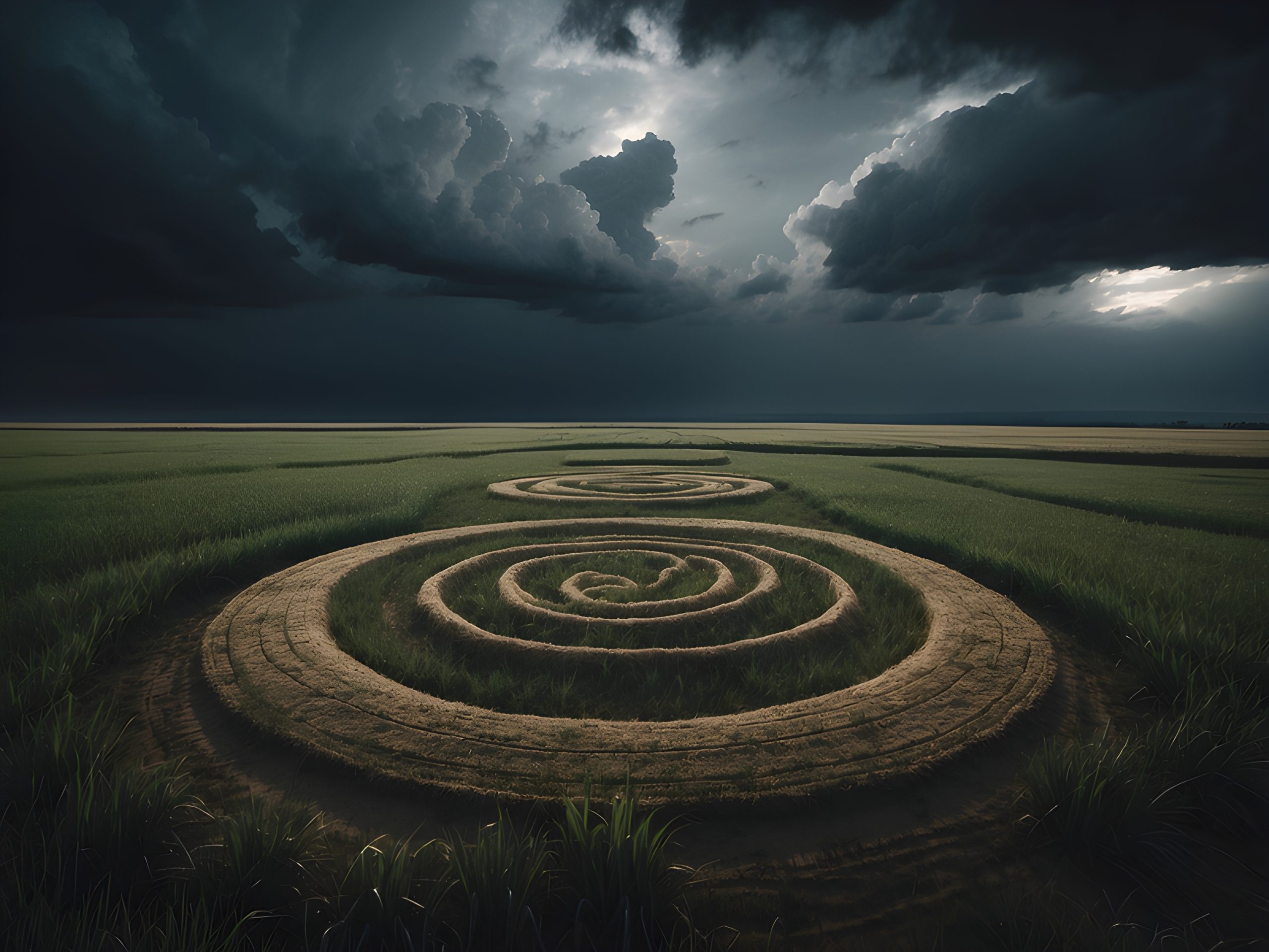 Spiral Fields Under Storm Clouds - Impossible Images - Unique stock ...