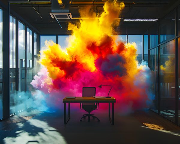 Colorful Explosion in Office Space - Impossible Images - Unique stock ...