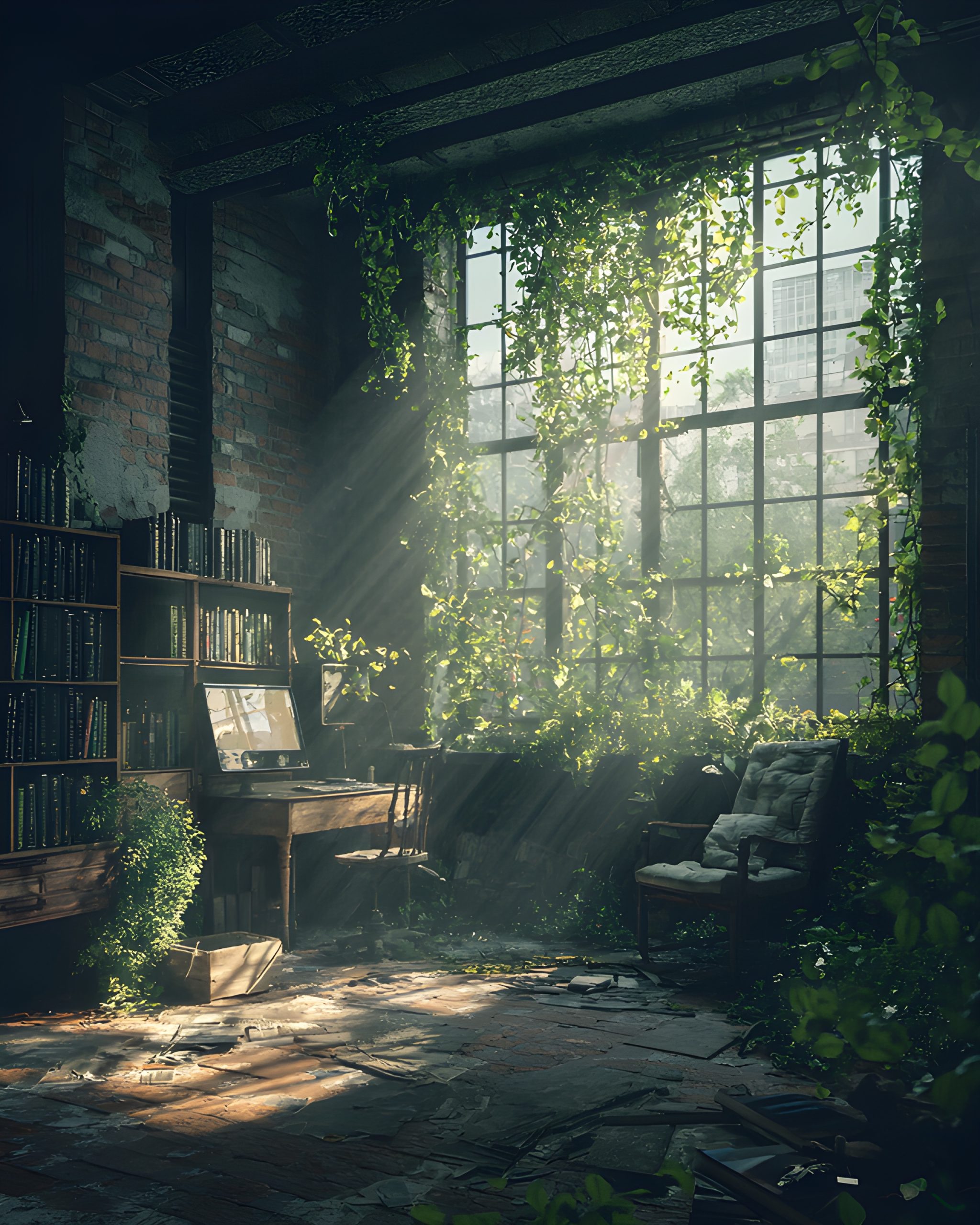 Overgrown Library Sunbeams - Impossible Images - Unique stock images ...