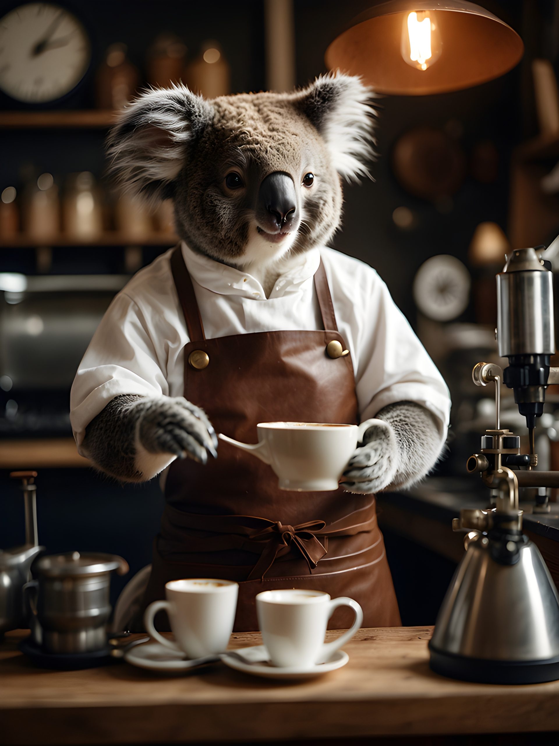 Koala Barista Serves Coffee - Impossible Images - Unique stock images ...