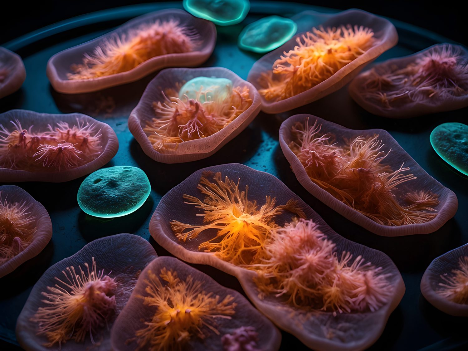 BioLuminescent Jellyfish Colonies - Impossible Images - Unique stock ...