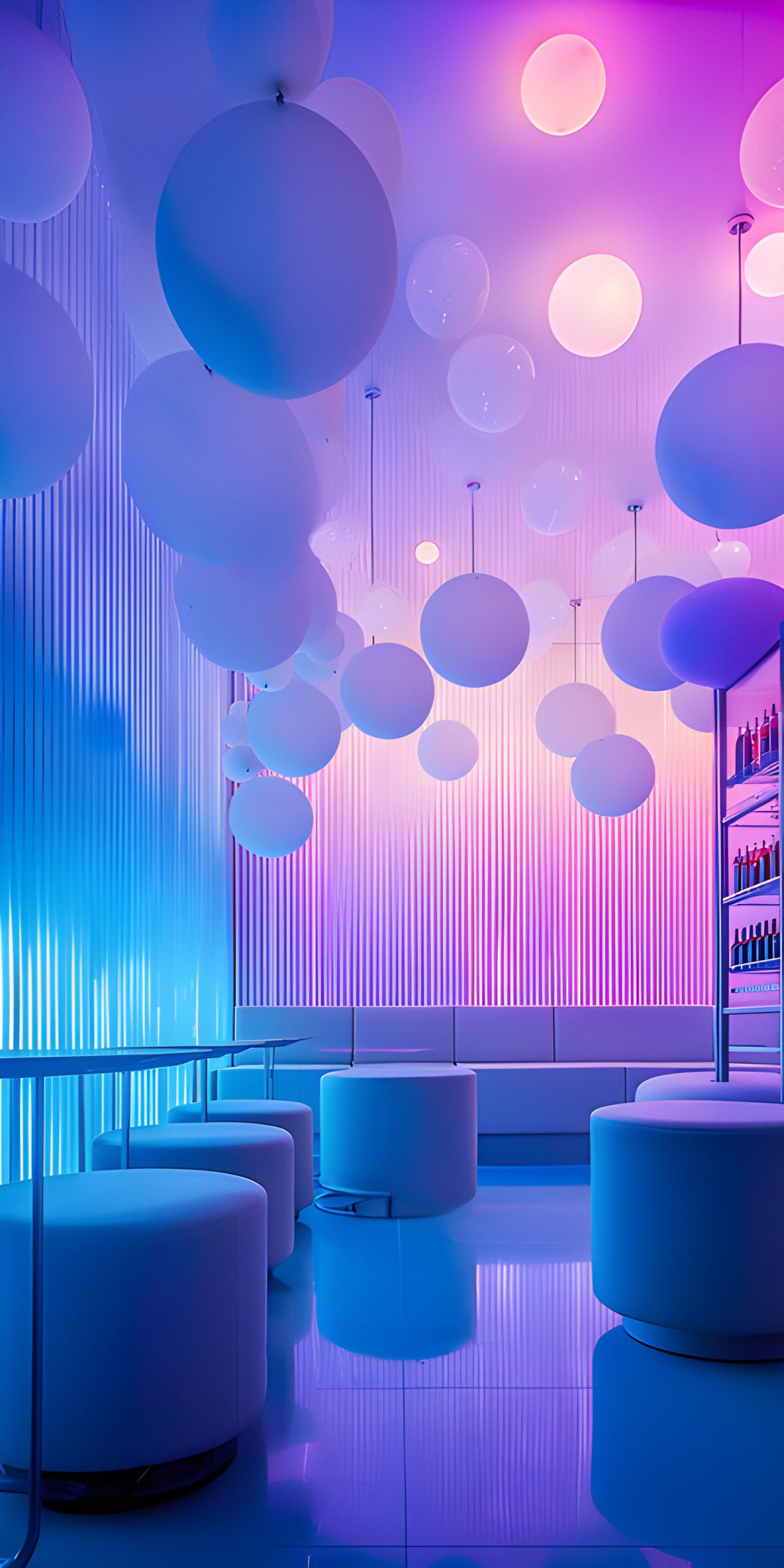 Neon Lounge with Floating Globes - Impossible Images - Unique stock ...
