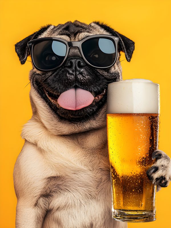 Pug in shades with a beer - Impossible Images - Unique stock images for ...