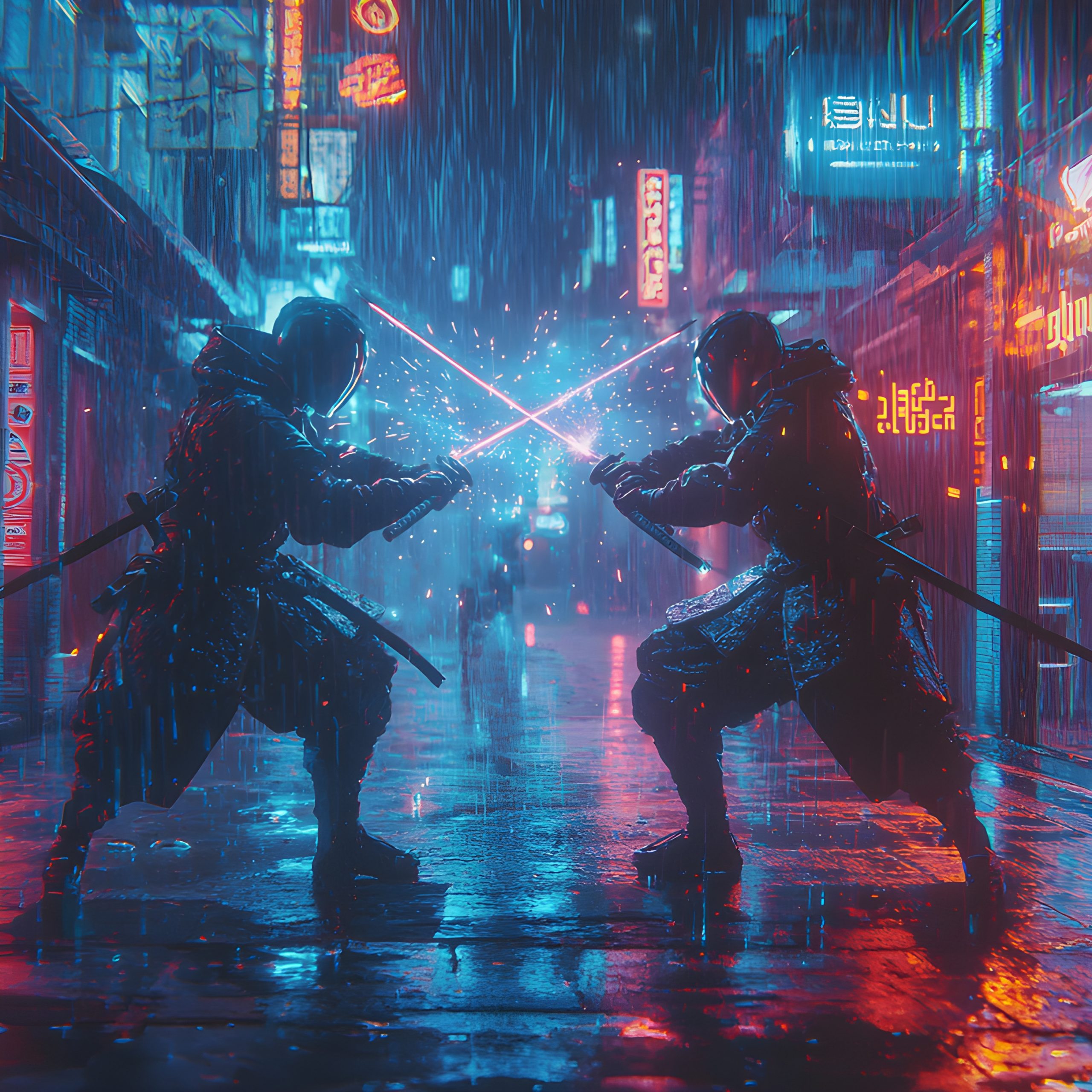 Neon Samurai Showdown - Impossible Images - Unique stock images for ...