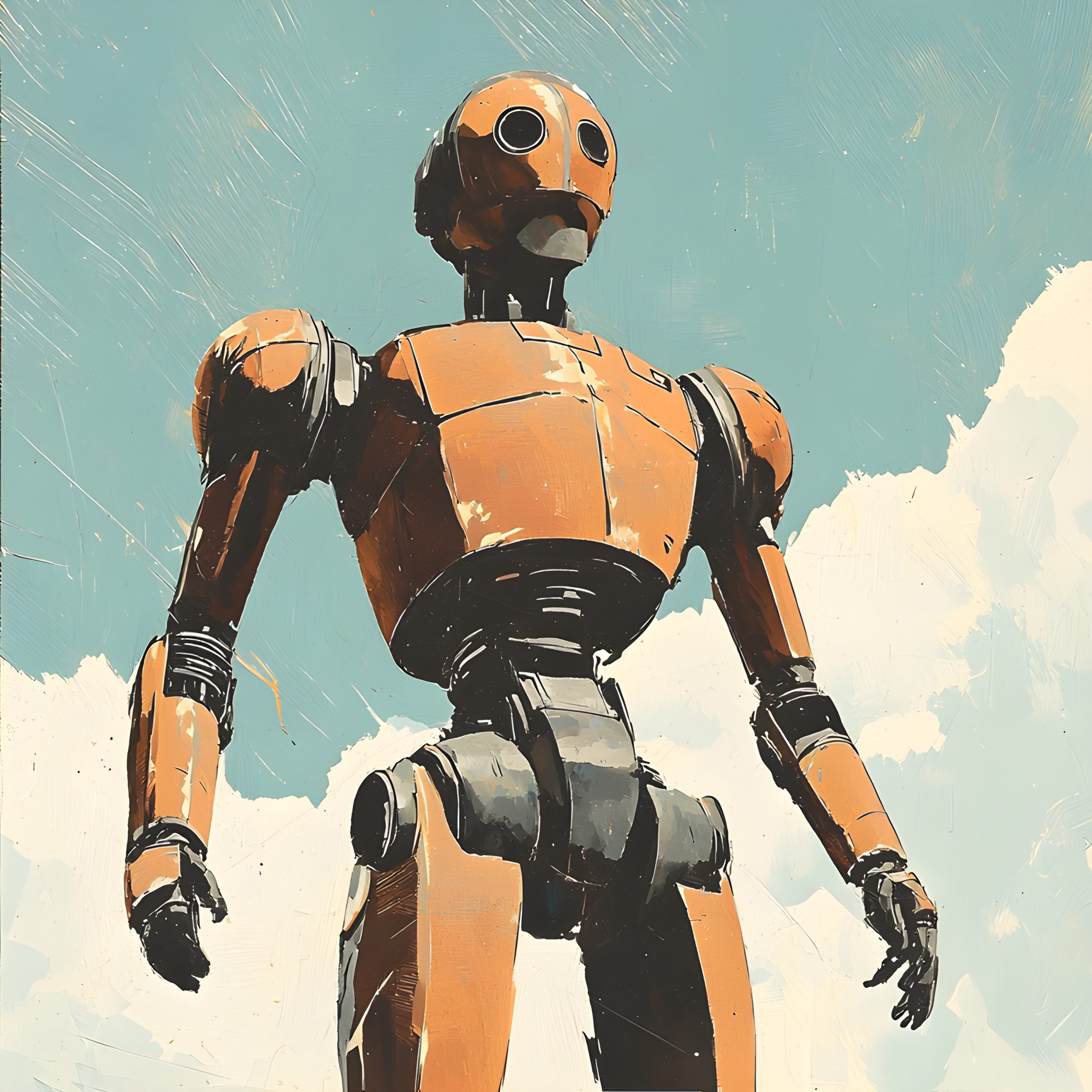 Giant Orange Robot Under Sky - Impossible Images - Unique stock images ...