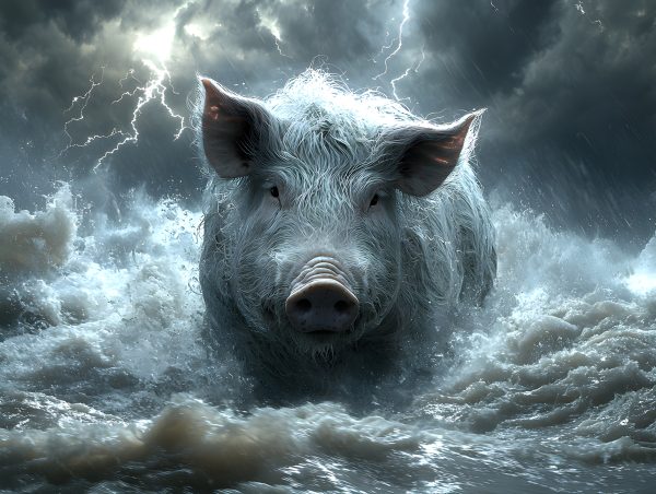 Stormy Pig in Tempestuous Waters - Impossible Images - Unique stock ...