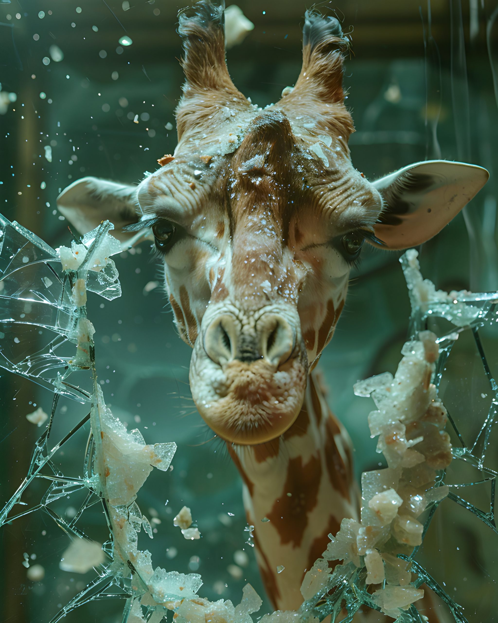 Giraffe Breaks Through Glass - Impossible Images - Unique stock images ...