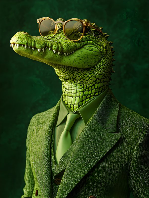 Sophisticated Gator in Green Suit - Impossible Images - Unique stock ...