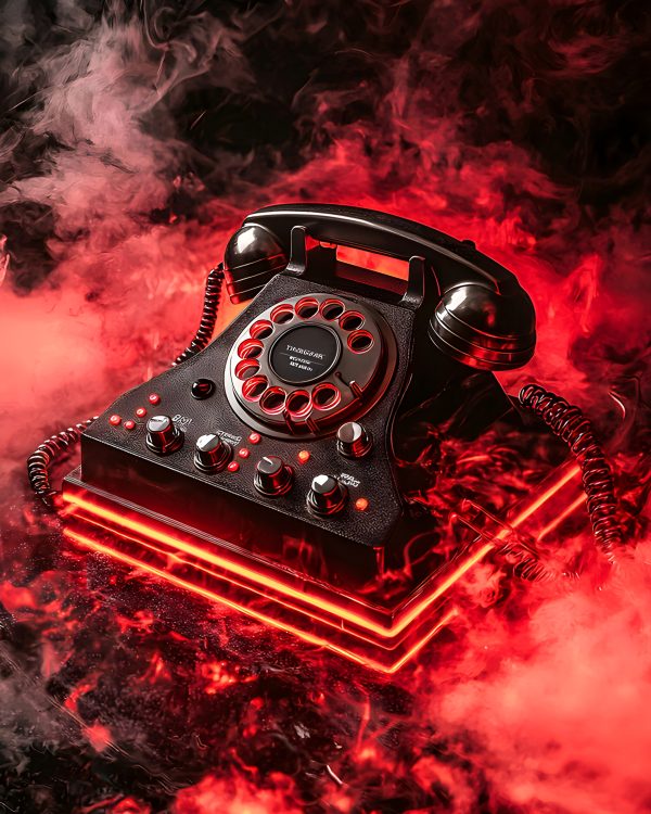 Infernal Rotary Phone Retro Hellish Dialer Crimson Rotary Device Devil ...