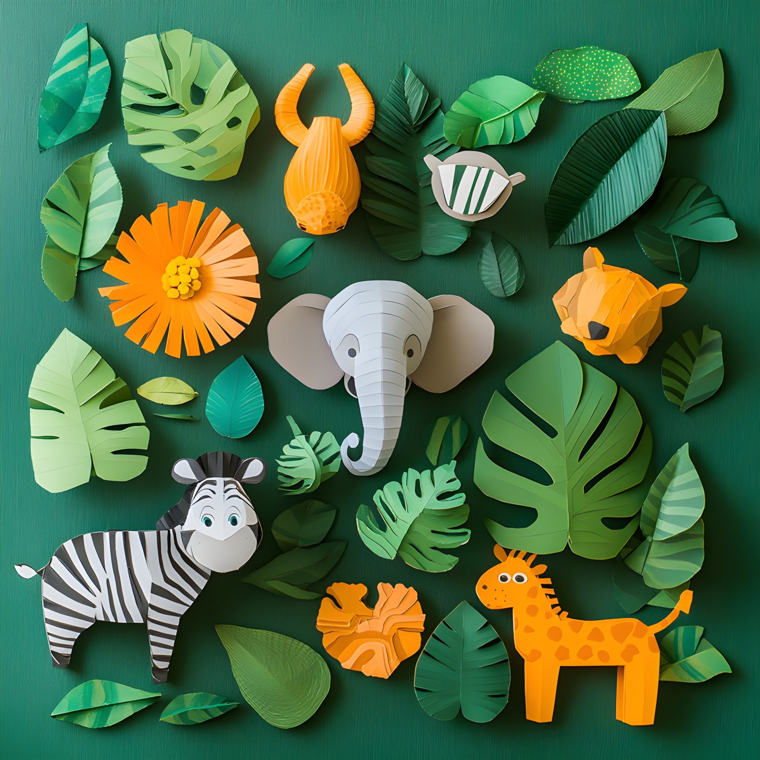 Paper Safari Animals & Leaves Craft - Impossible Images - Unique stock ...