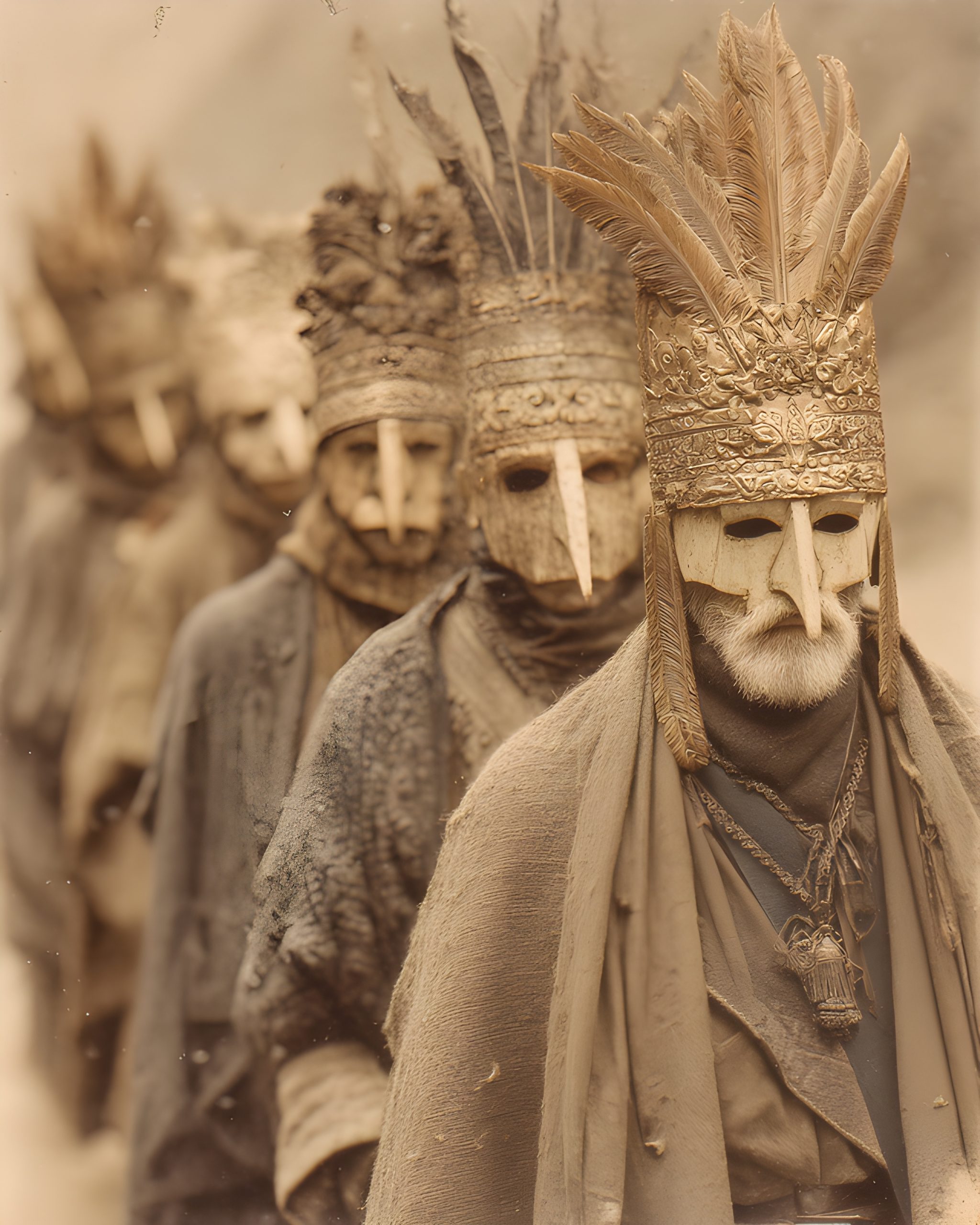 Dust-Covered Procession of Masked Figures - Impossible Images - Unique ...