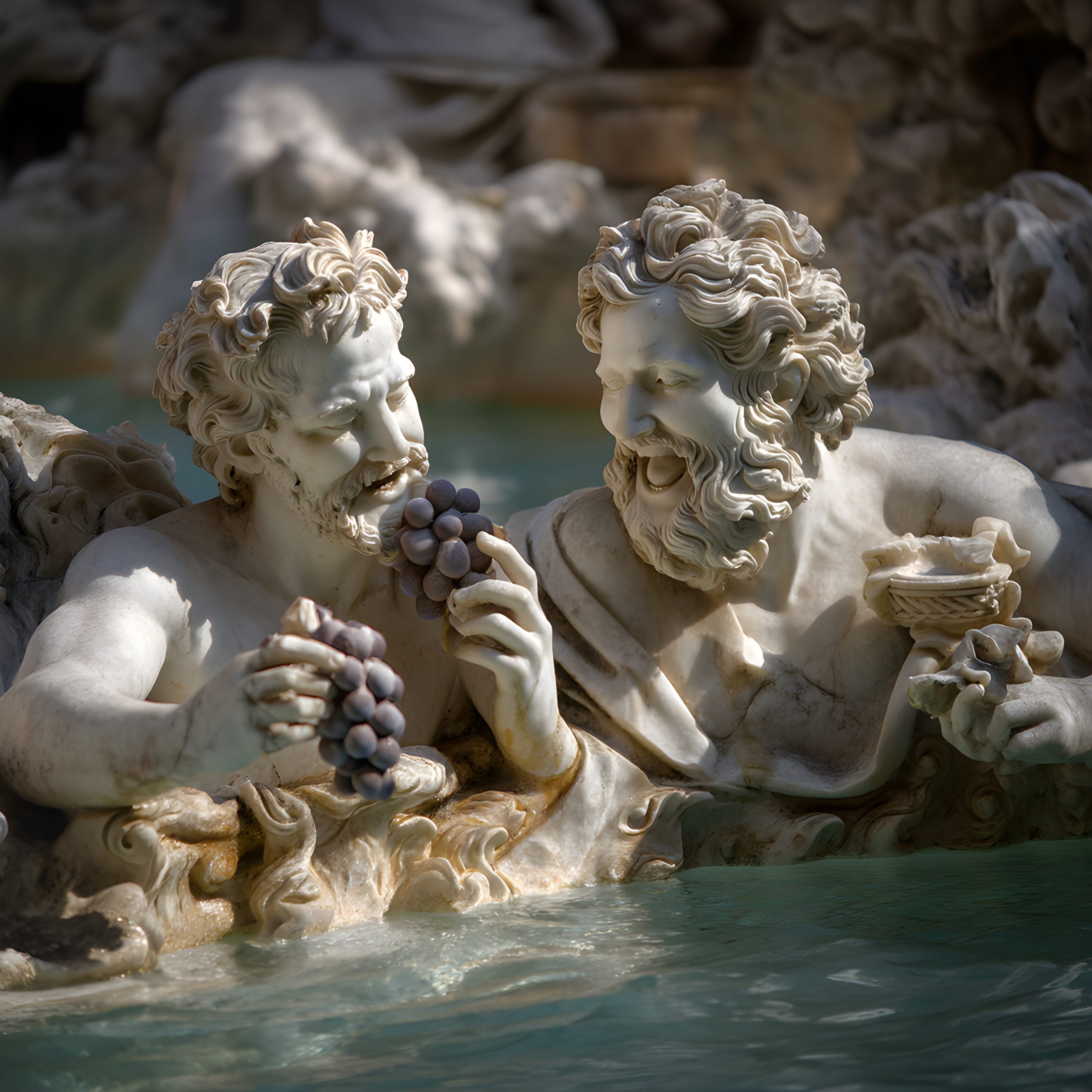 Fountain Gods Feasting on Grapes - Impossible Images - Unique stock ...